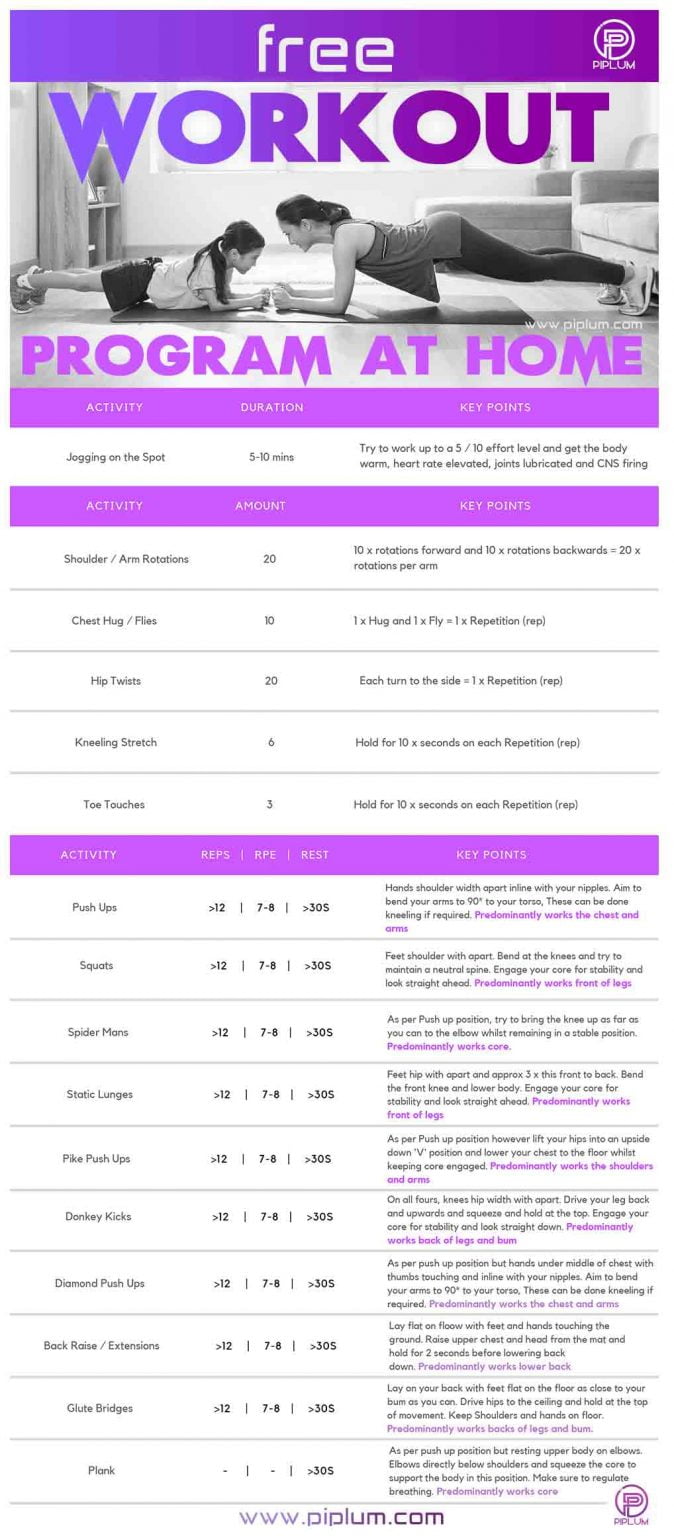 Free Workout Program At-Home With No Equipment Required.